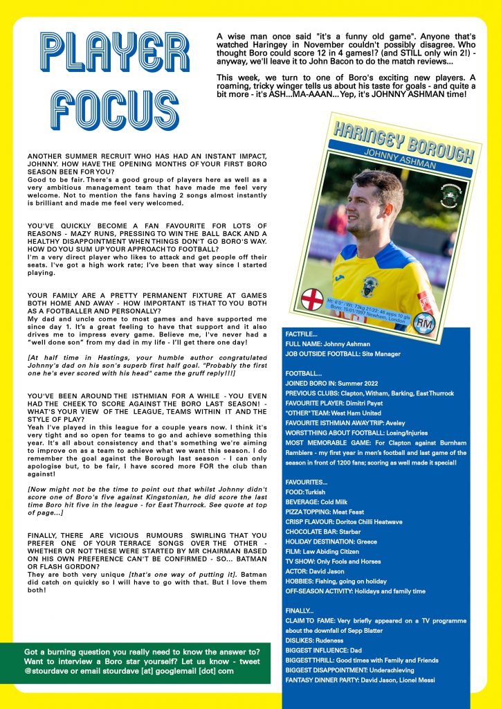 Player Focus – Haringey Borough FC