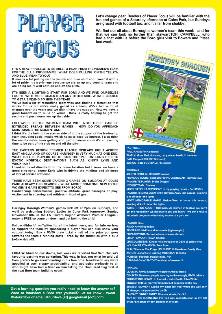 Player Focus – Haringey Borough FC